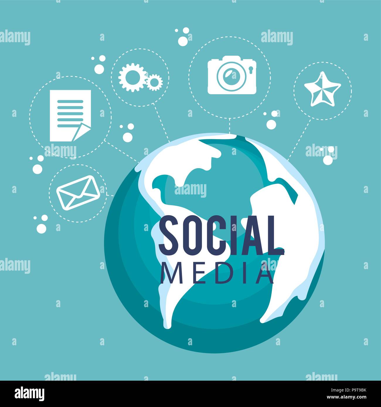 world planet with social media icon vector illustration design Stock ...
