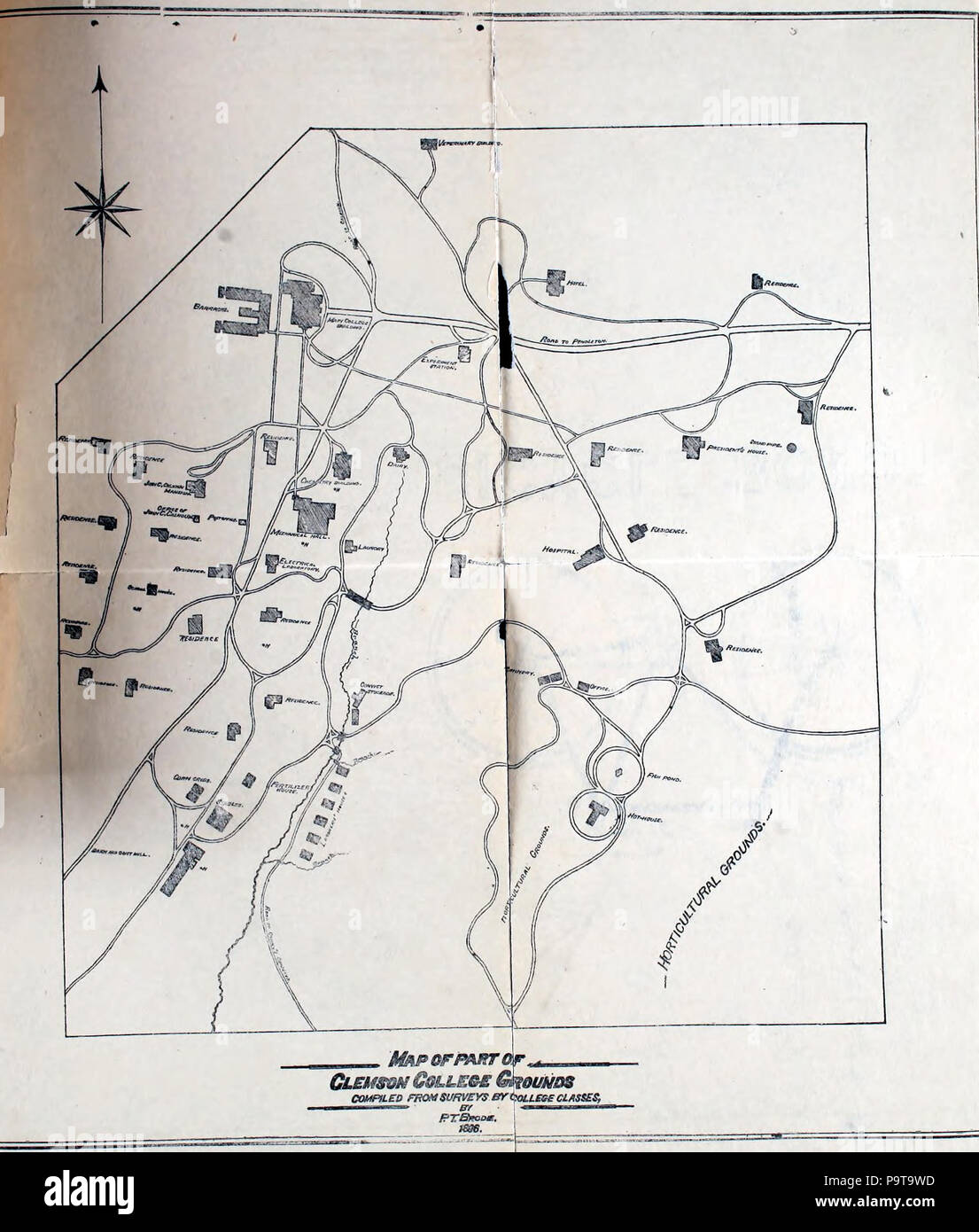 323 Clemson campus map 1896 Stock Photo - Alamy
