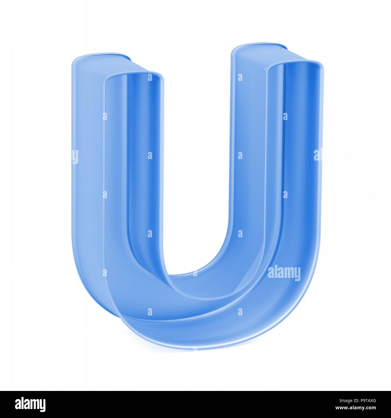 Blue baking cake pan, cookie cutter or toy mold like capital letter U ...