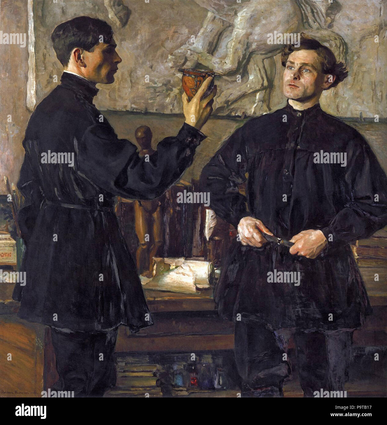 Nesterov Mikhail - Portrait of the Artists Pavel and Alexander Korin ...