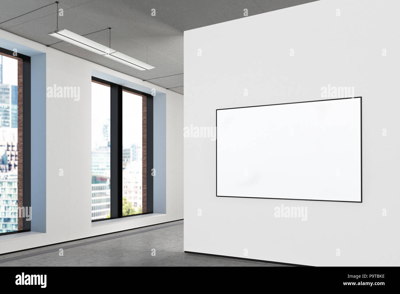 Large blank horizontal poster in the gallery with clipping path around ...