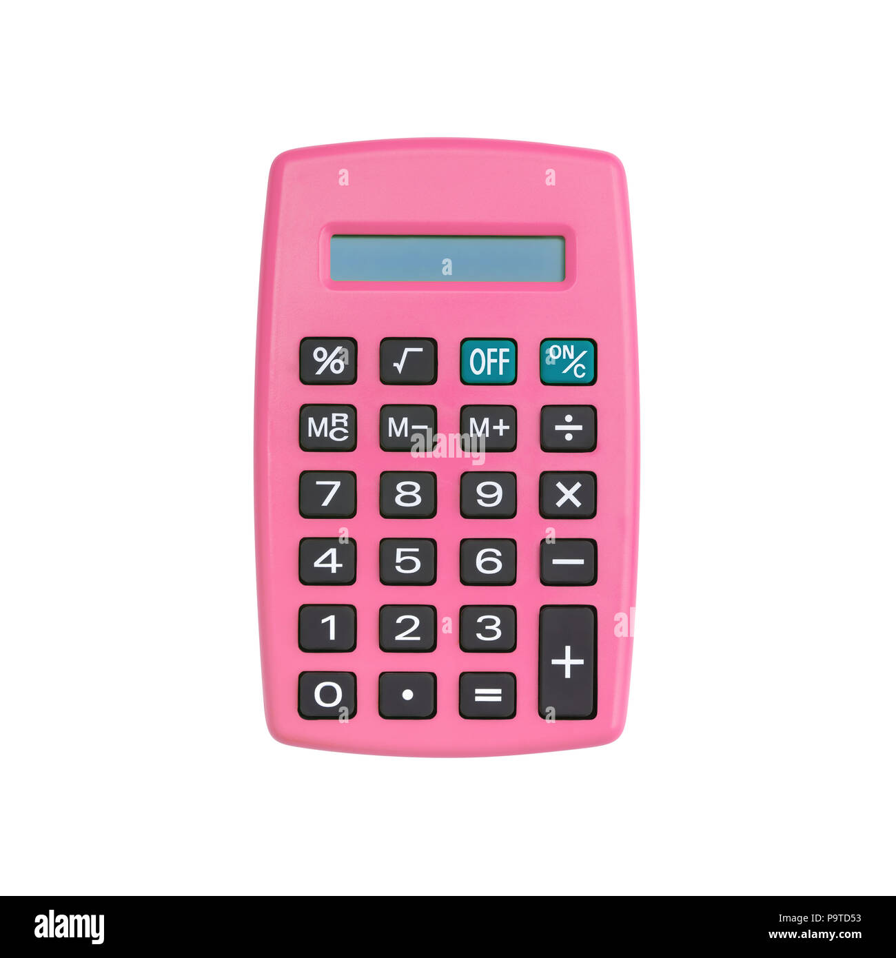 Pink calculator isolated on white background with clipping path Stock ...