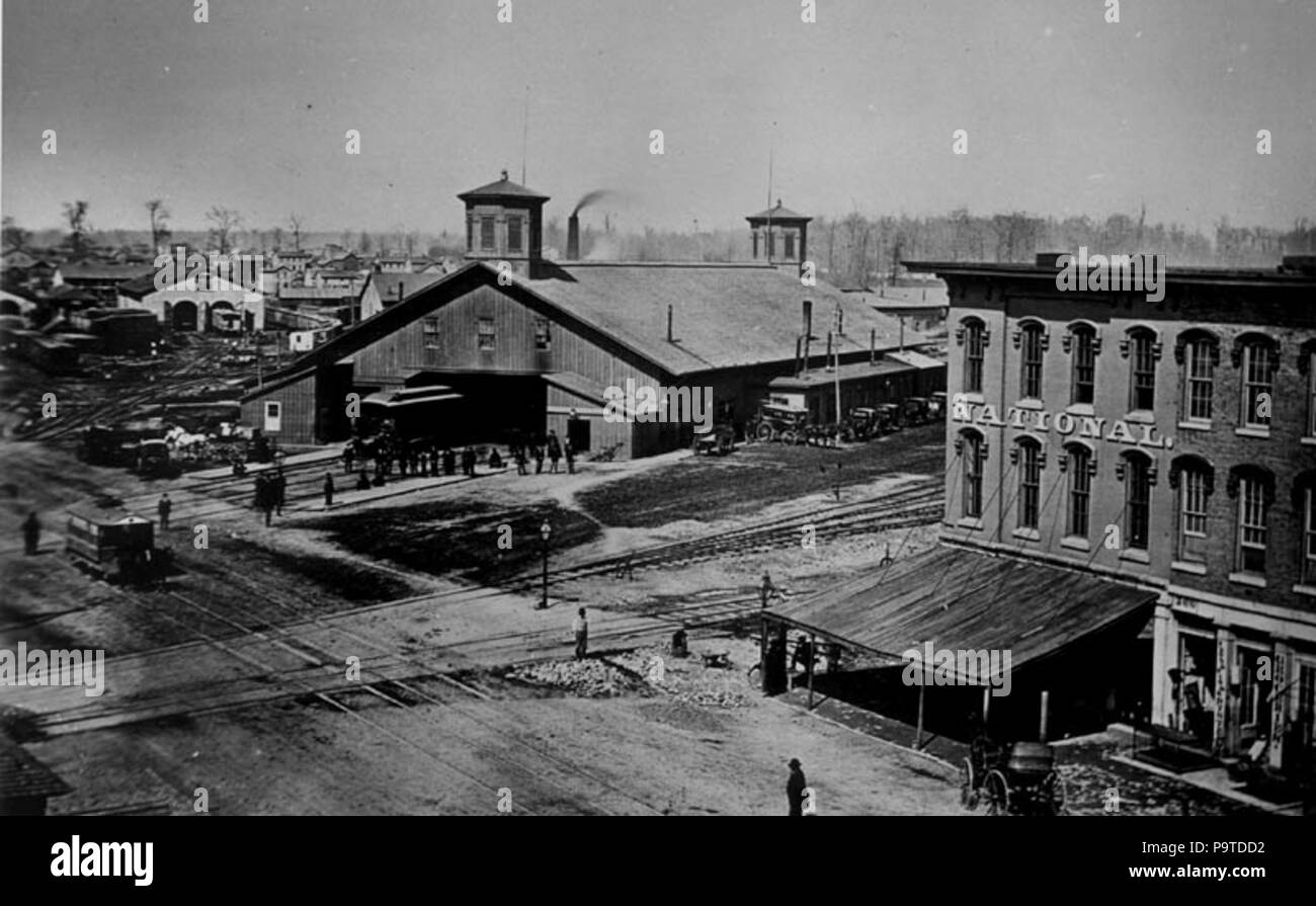 . English: The first Union Station in Columbus, Ohio around 1864 ...