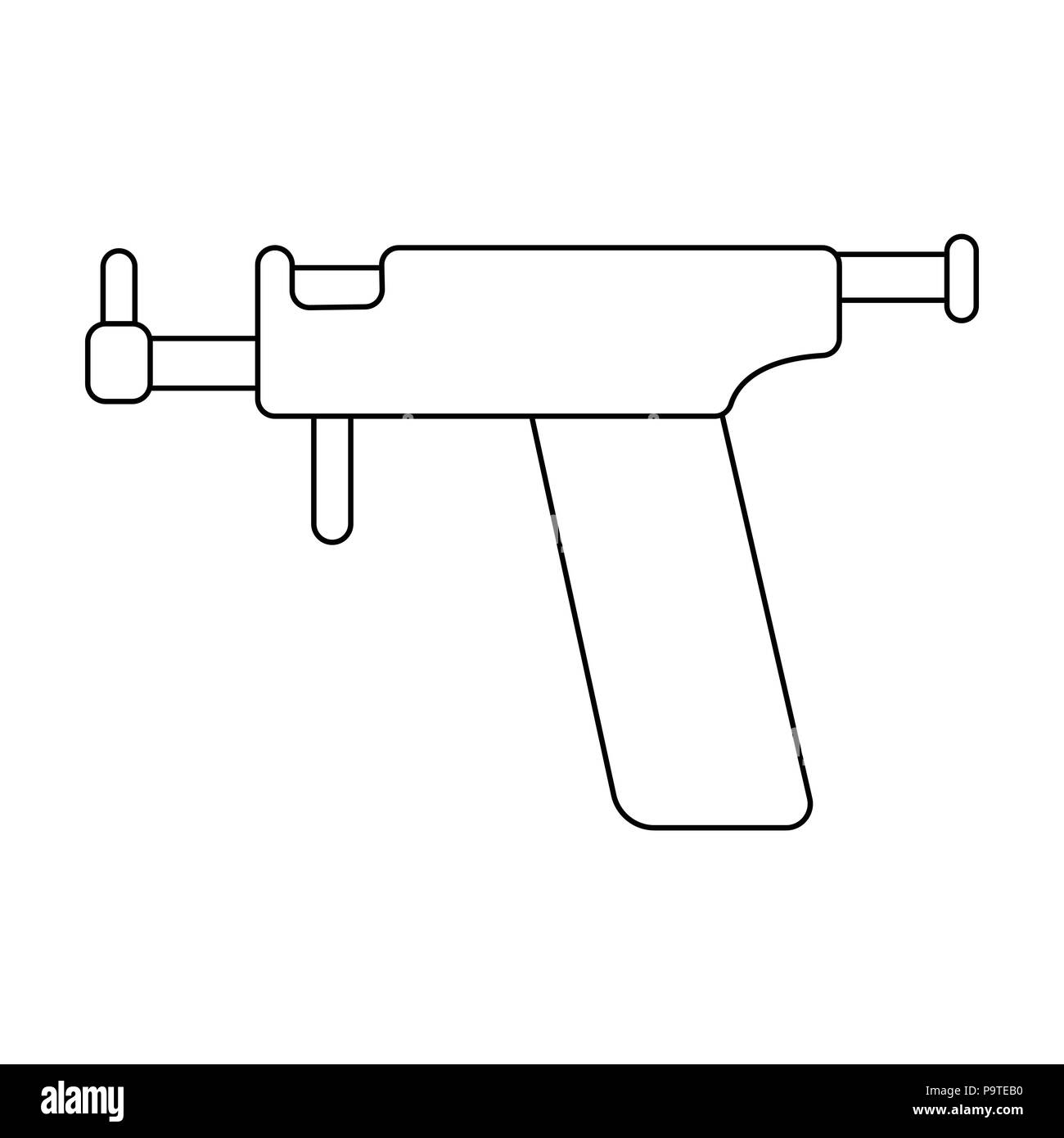 Ear piercing gun icon in outline style isolated on white background ...