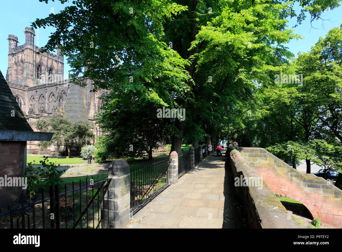The historic Chester Roman Walls, Chester City, Cheshire, England Stock ...