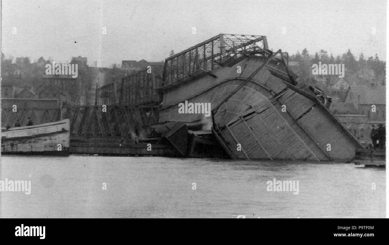 334 Collapsed portion of the Portage Canal Swing Bridge, April 1905 ...