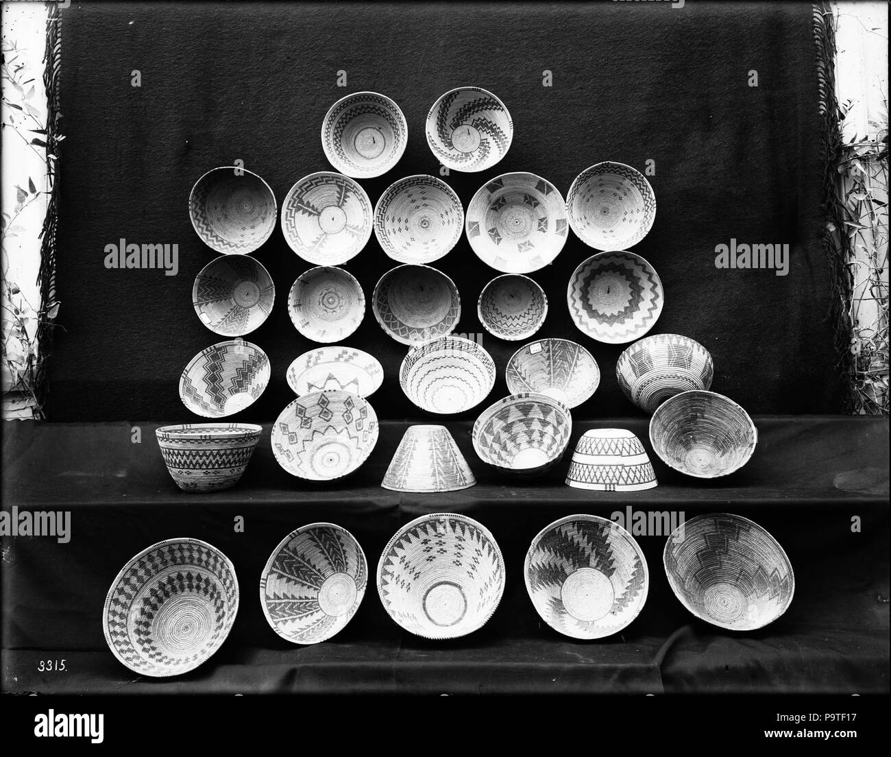 334 Collection of 28 Indian baskets on display, ca.1900 (CHS-3315 Stock ...