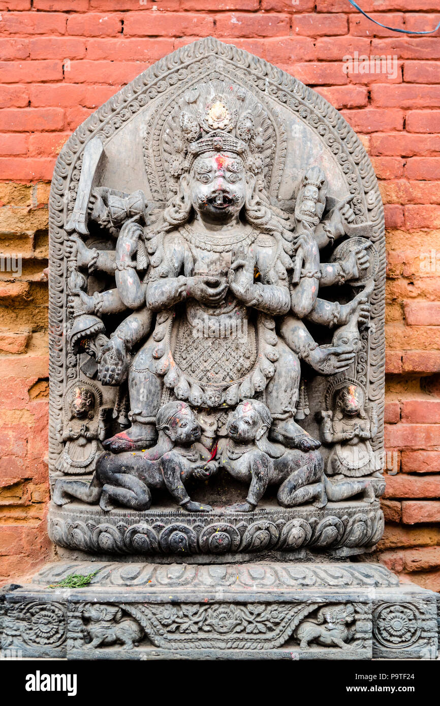 Bhairab statue, Bhaktapur Durbar Square, Nepal Stock Photo - Alamy