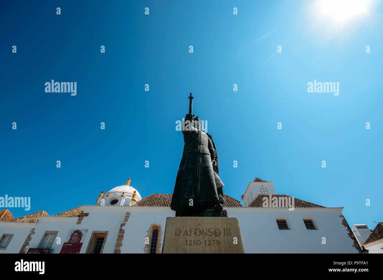 View of the statue of the first king of Portugal, D.Afonso III, located ...