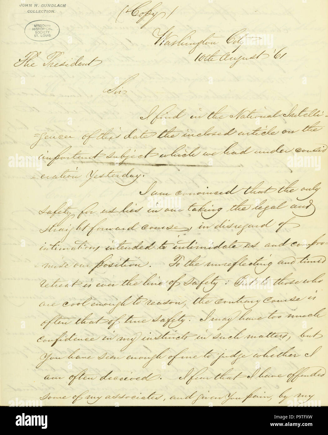 349 Copy of letter signed M. Blair (Montgomery Blair), Washington City ...