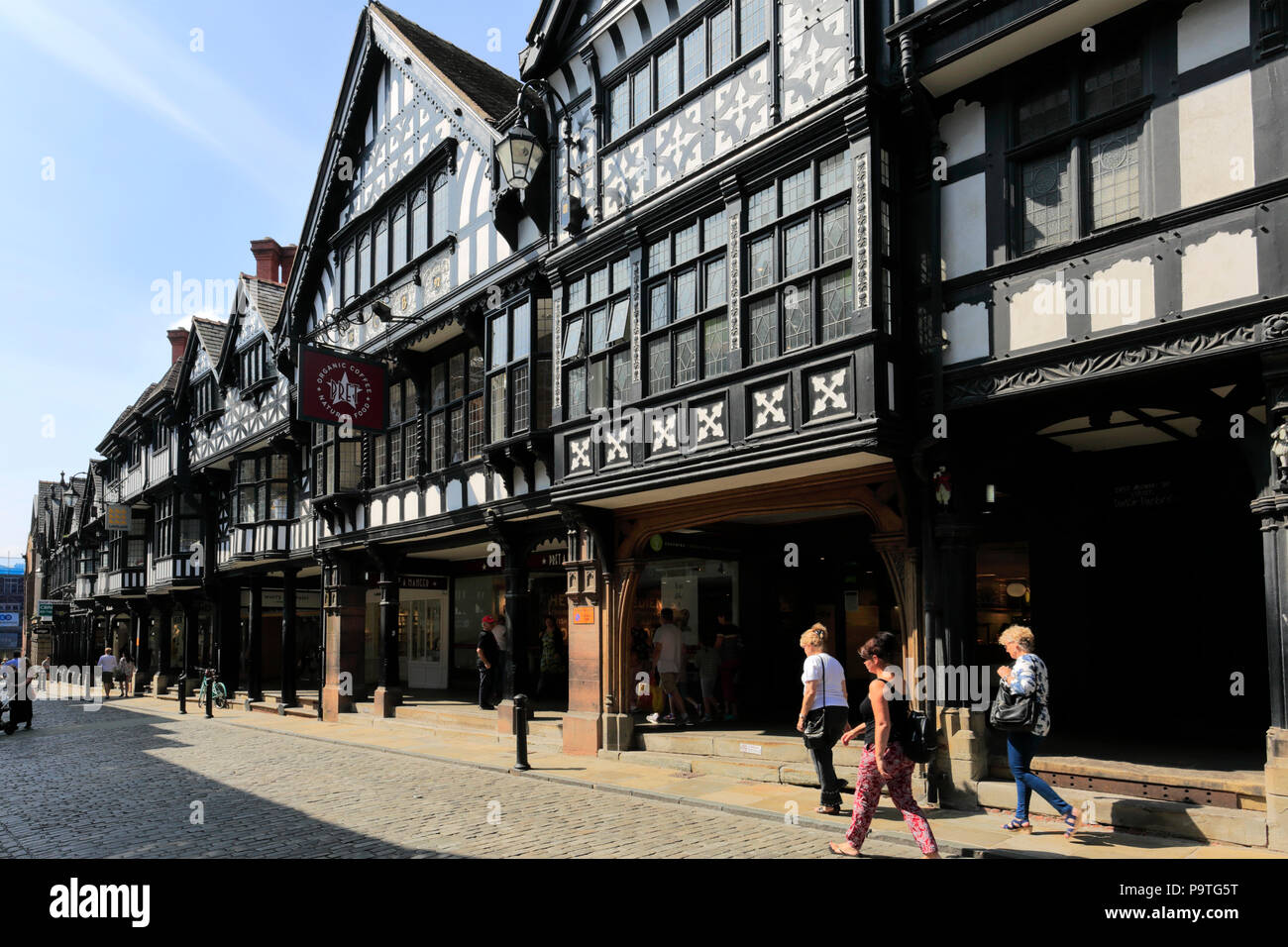 Architectural building styles, Northgate Street, Chester City, Cheshire ...