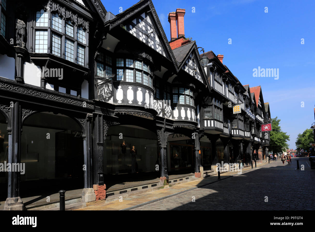 Architectural building styles, Northgate Street, Chester City, Cheshire ...