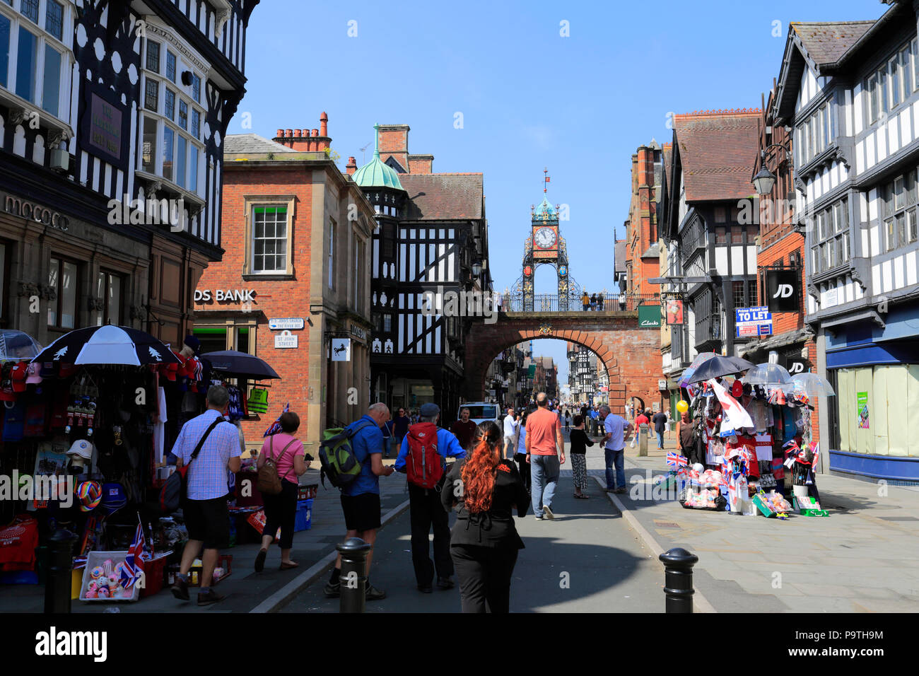 Architectural building styles, Eastgate Street, Chester City, Cheshire ...