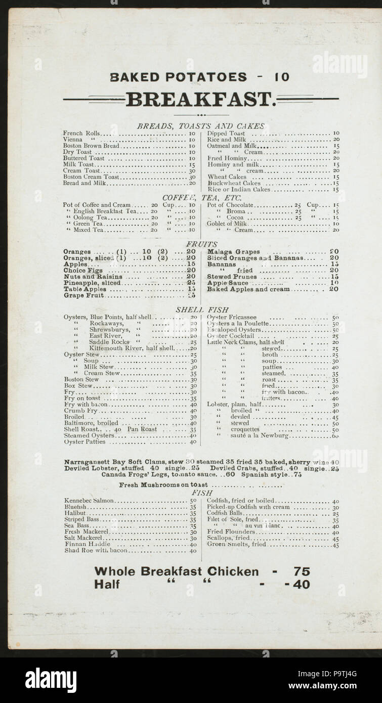 243 BREAKFAST (held by) TRAINOR'S HOTEL RESTAURANT (at) 1289 B'WAY NY ...