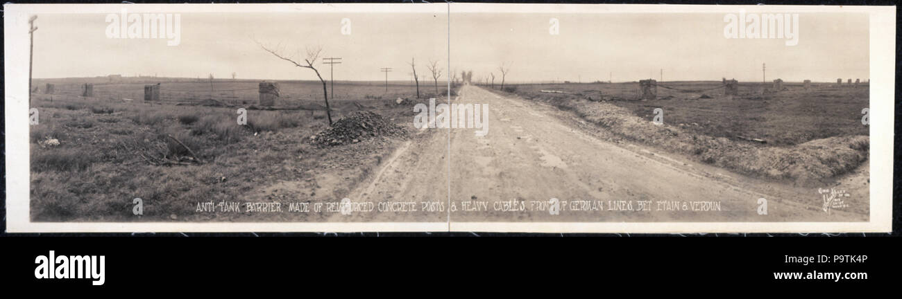 140 Anti-tank barrier, made of reinforced concrete posts and heavy ...