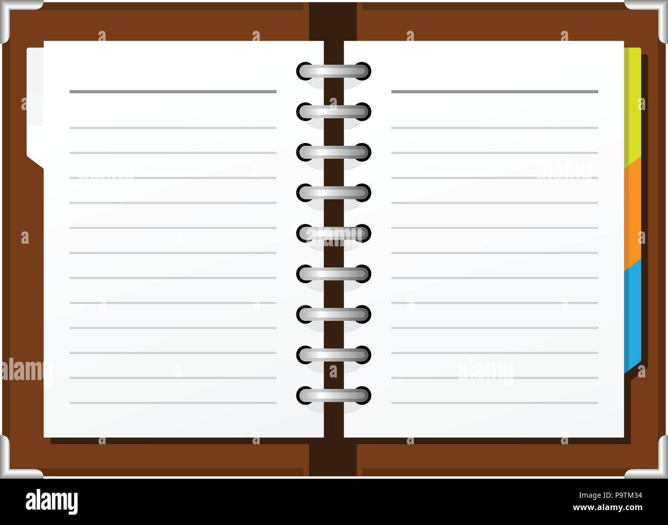 Open spiral diary or notepad - double-page spread Stock Vector Image ...