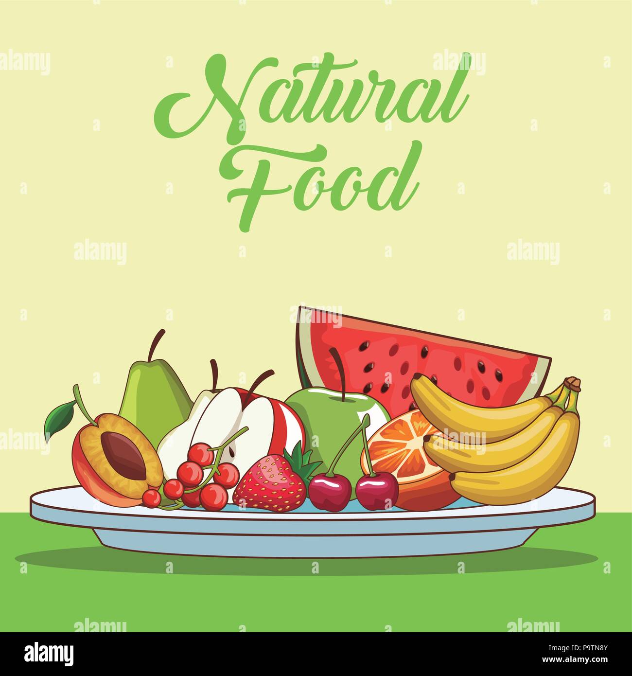 Natural and organic fruits vector illustration graphic design Stock ...