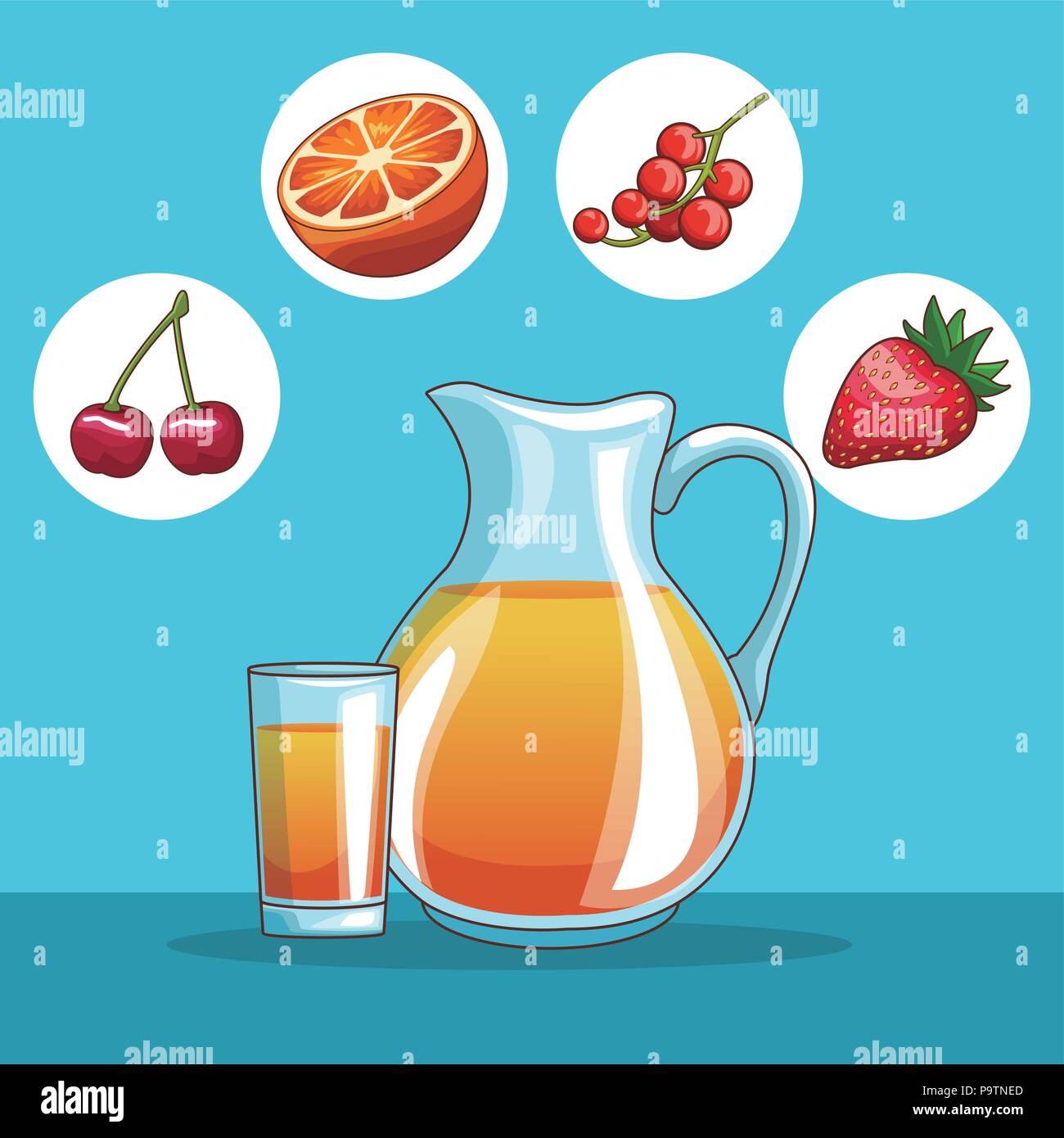 Natural fruits with delicious juice vector illustration graphic design ...