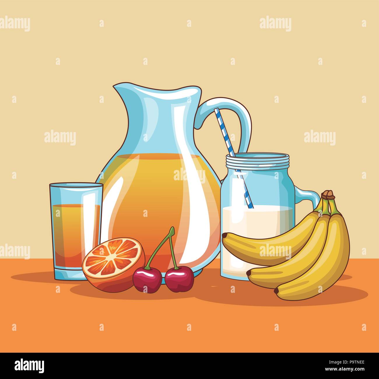 Natural fruits with delicious juice vector illustration graphic design ...