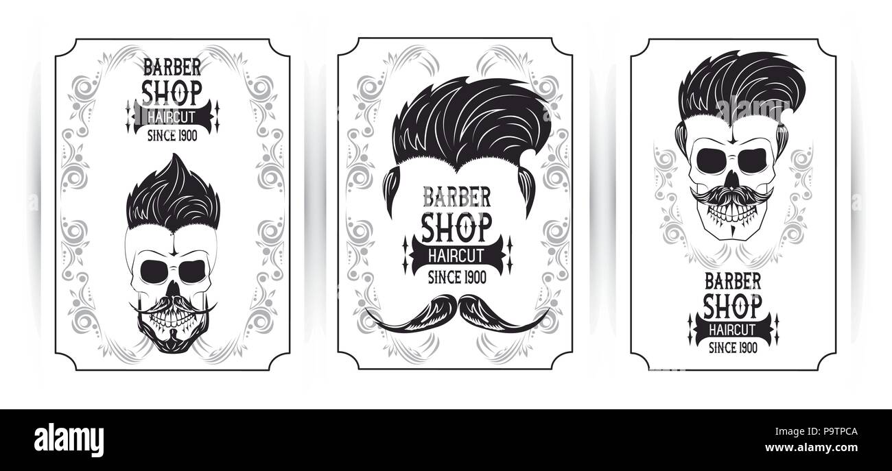 Set of vintage barbershop emblems collection vector illustration ...