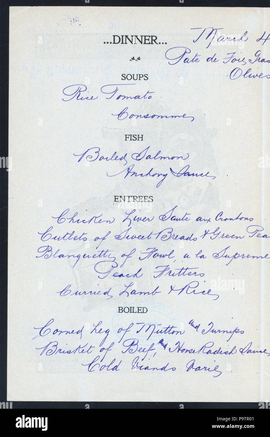 555 DINNER (held by) OCCIDENTAL & ORIENTAL STEAMSHIP CO. (at) EN ROUTE ...