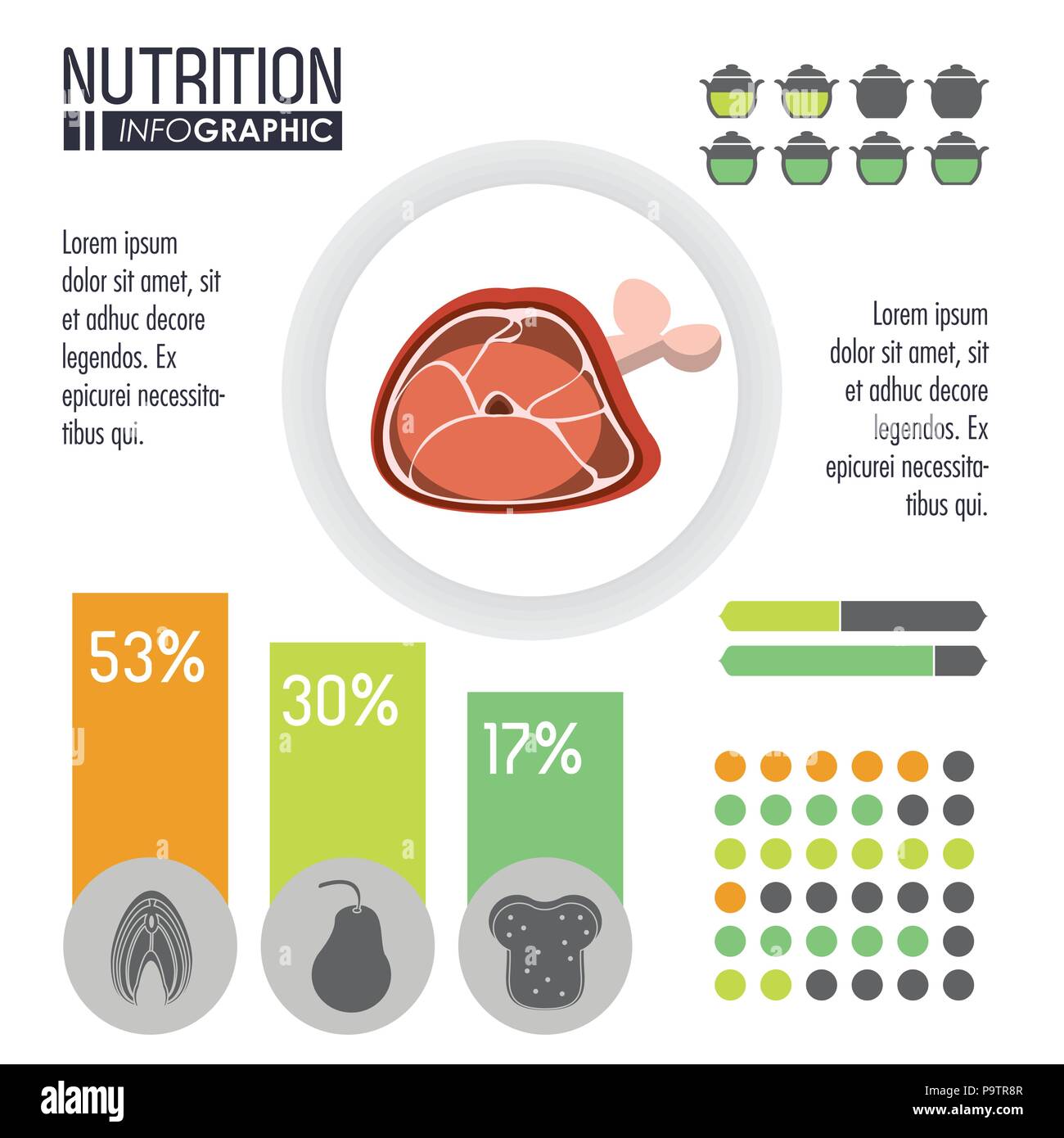Nutrition and food infographic with statistics and elements vector ...