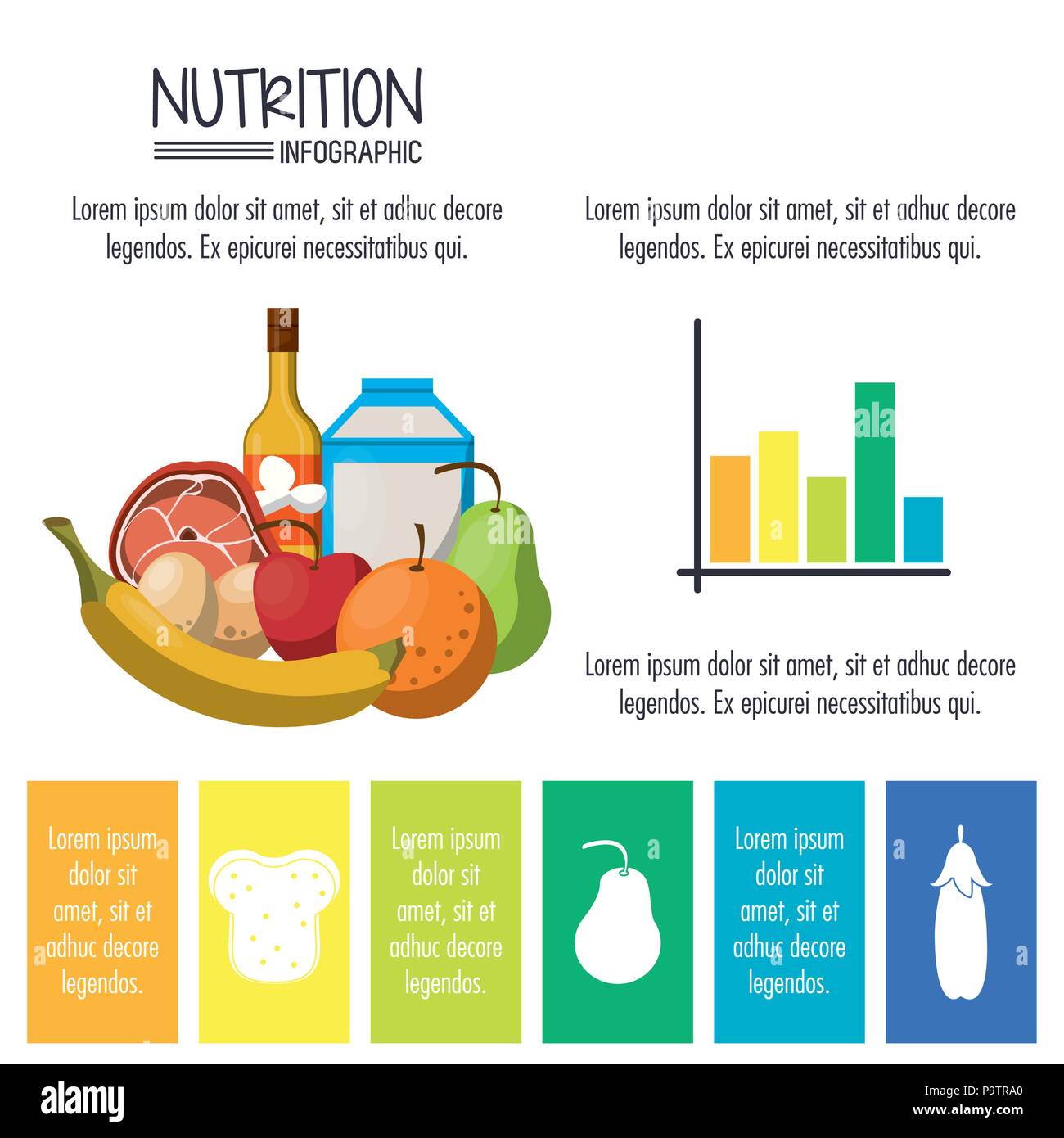 Nutrition and food infographic with statistics and elements vector ...