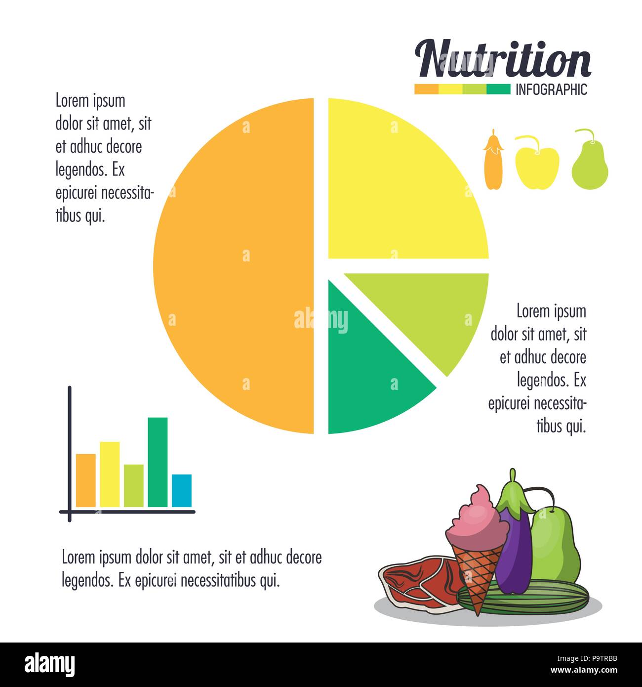 Nutrition and food infographic with statistics and elements vector ...