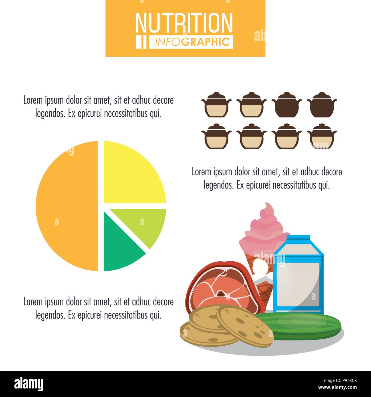 Nutrition and food infographic with statistics and elements vector ...