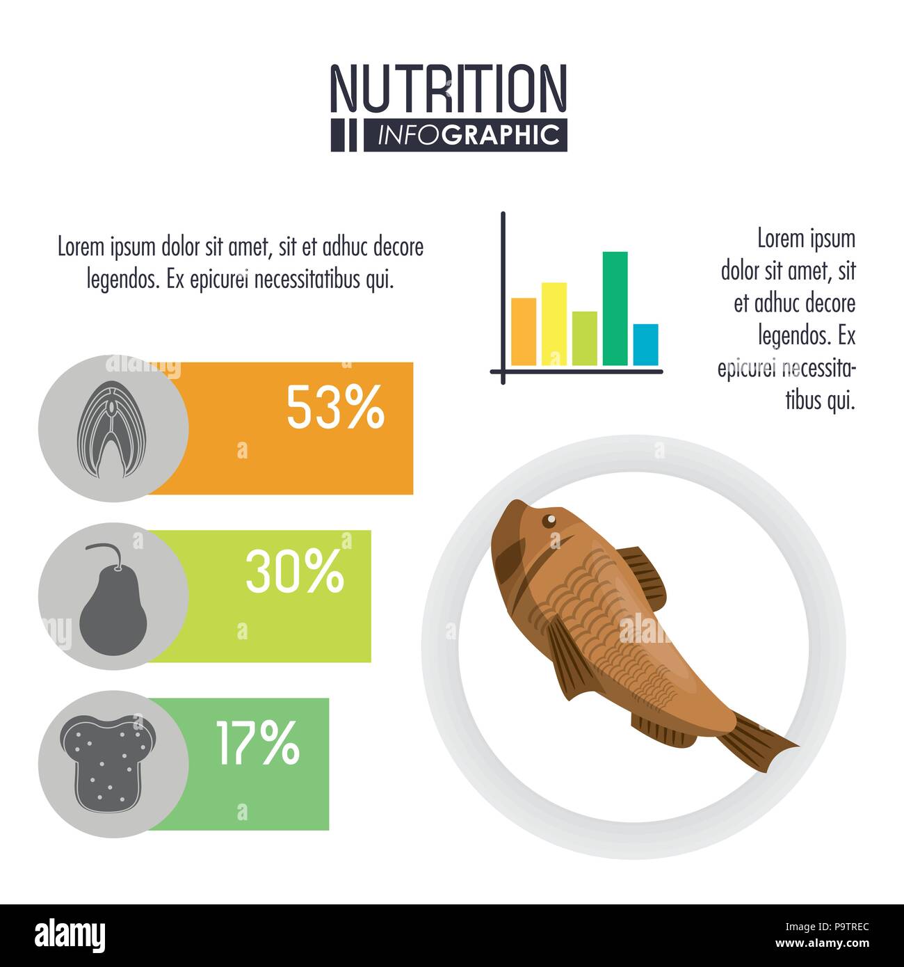 Nutrition and food infographic with statistics and elements vector ...