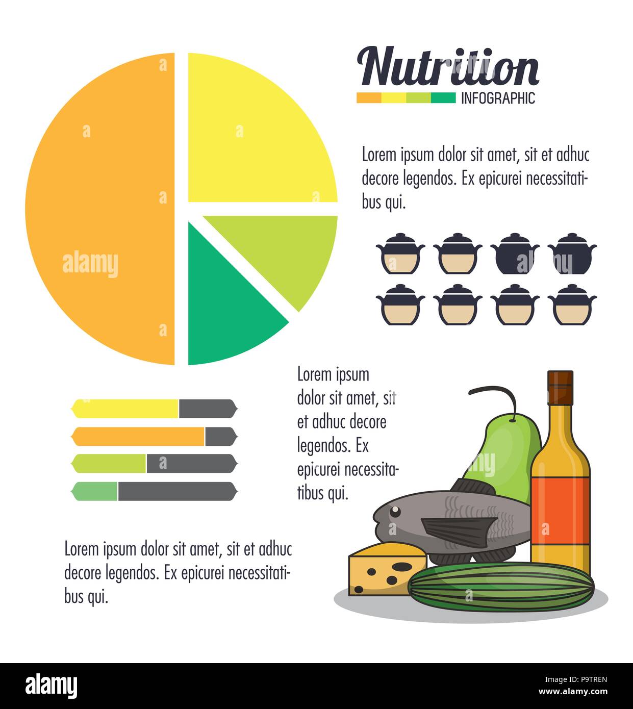 Nutrition and food infographic with statistics and elements vector ...