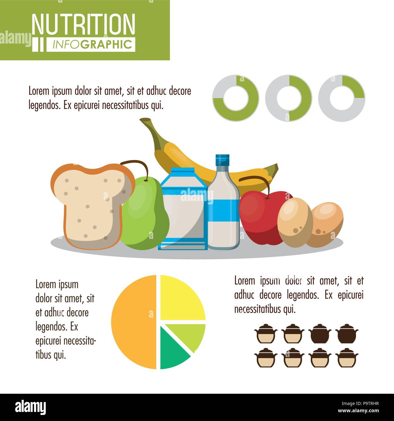 Nutrition and food infographic with statistics and elements vector ...