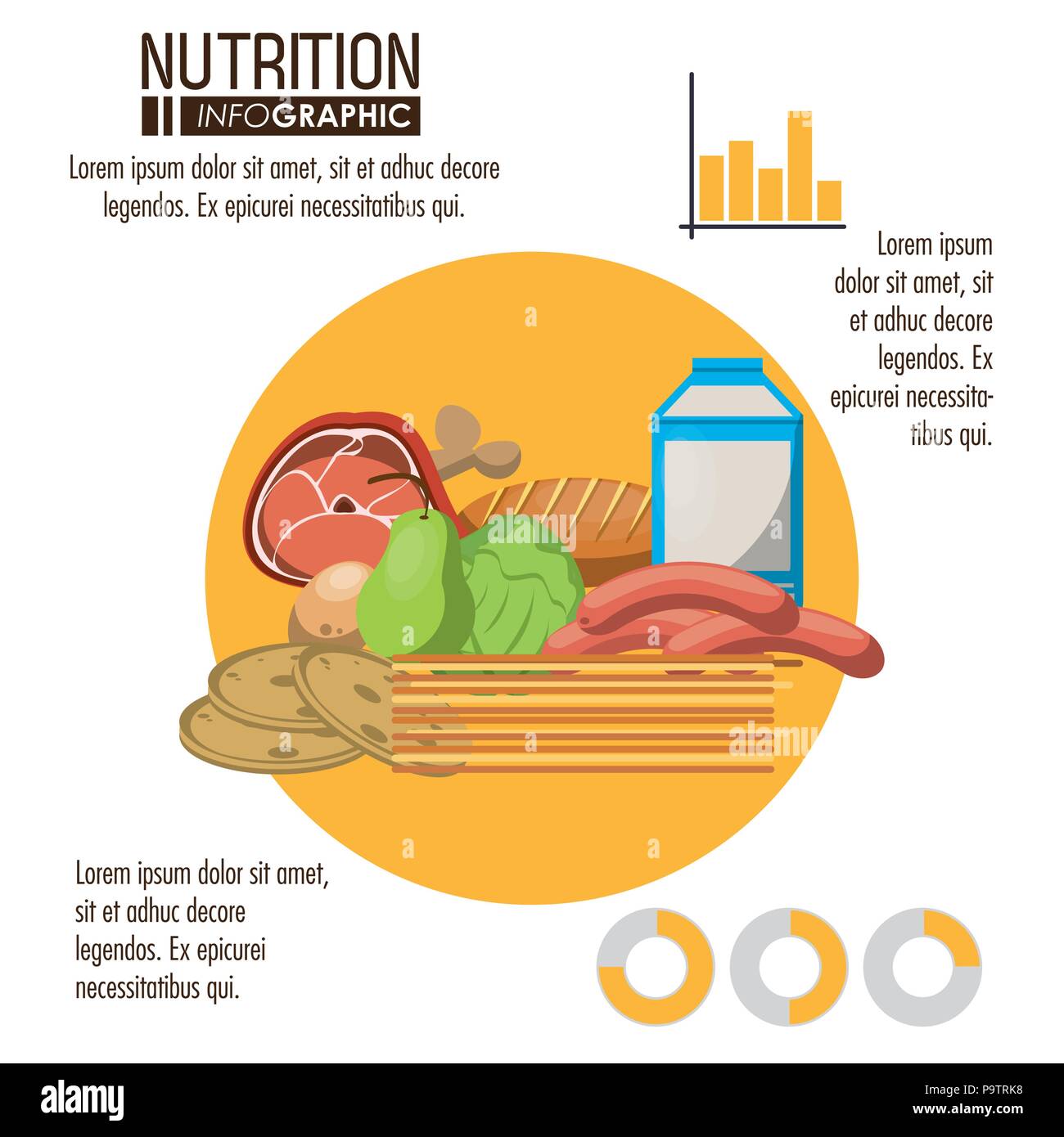 Nutrition and food infographic with statistics and elements vector ...