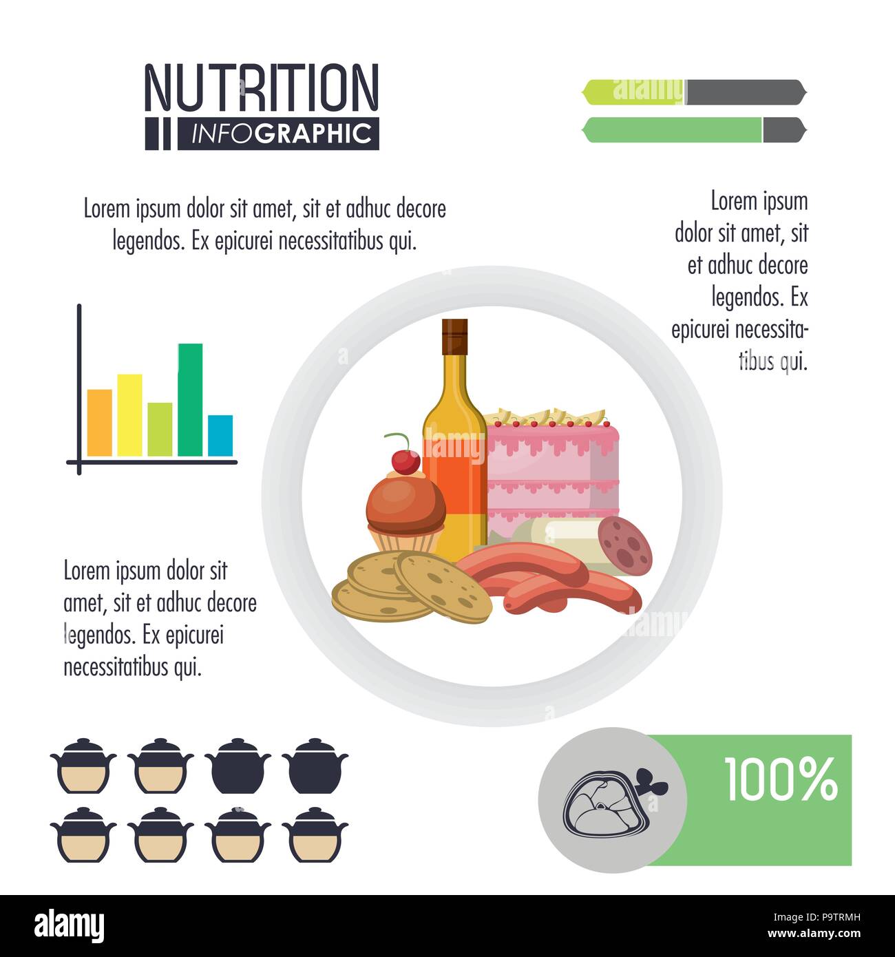 Nutrition and food infographic with statistics and elements vector ...