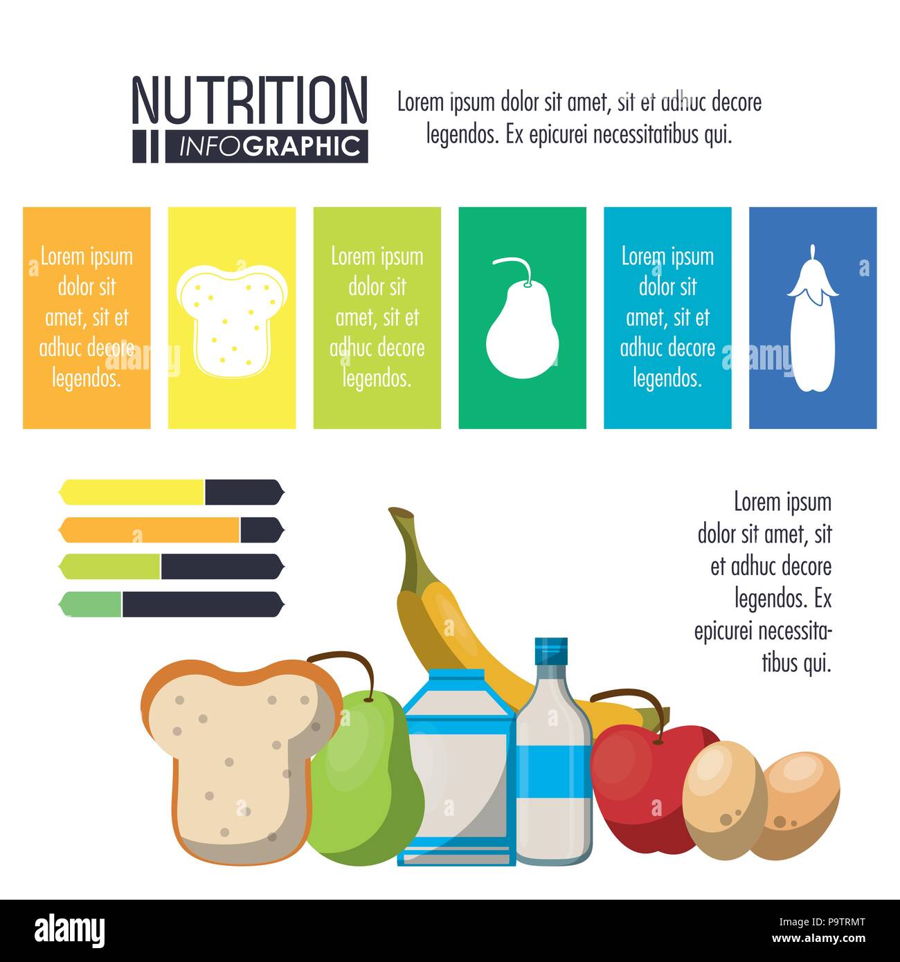 Nutrition and food infographic with statistics and elements vector ...