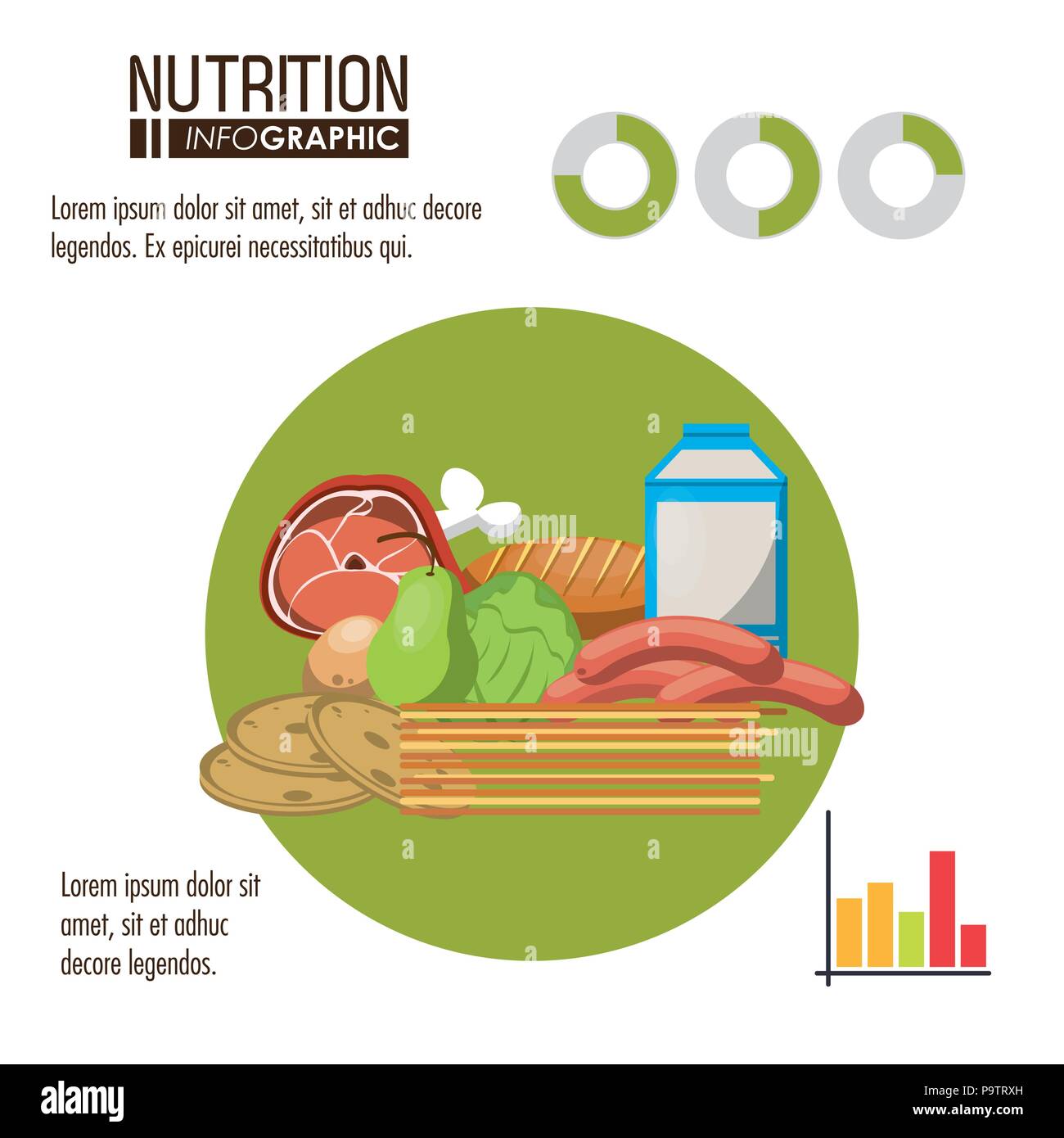 Nutrition and food infographic with statistics and elements vector ...