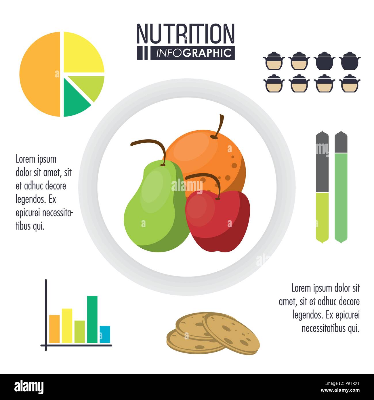 Nutrition and food infographic with statistics and elements vector ...