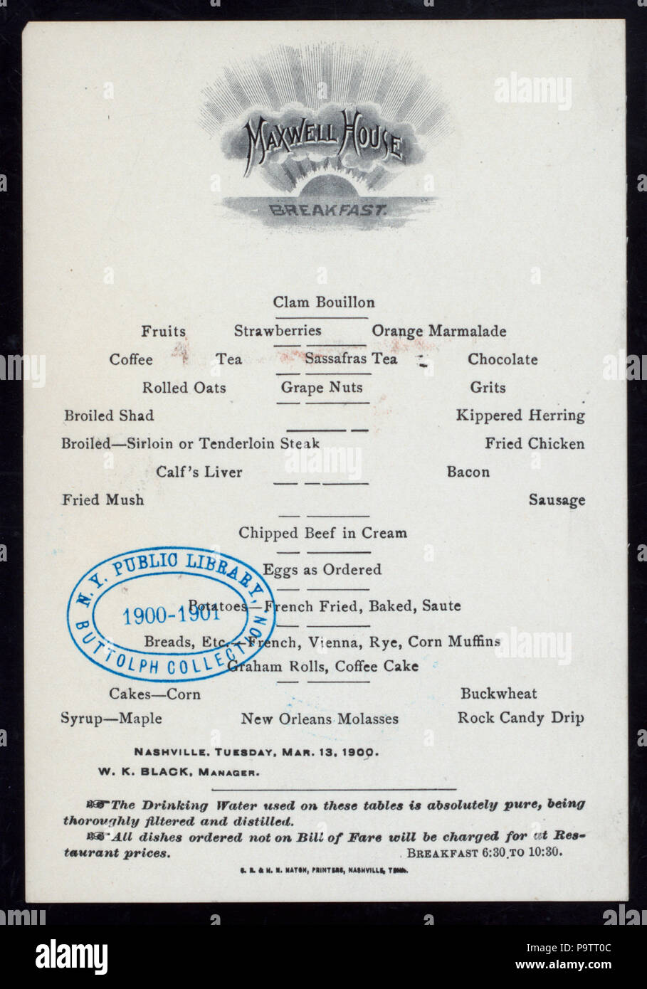 237 BREAKFAST (held by) MAXWELL HOUSE (at) "NASHVILLE, TN" (HOTEL ...