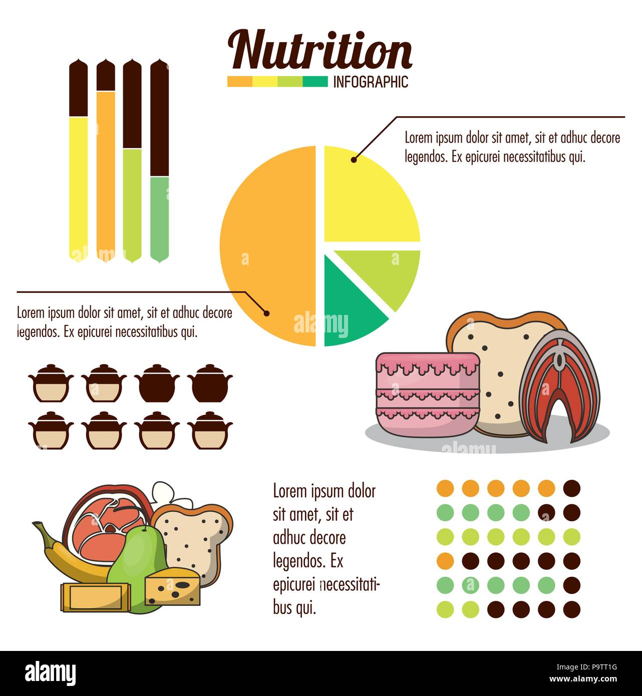 Nutrition and food infographic with statistics and elements vector ...