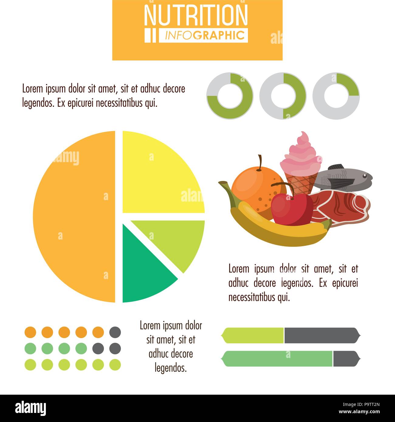 Nutrition and food infographic with statistics and elements vector ...