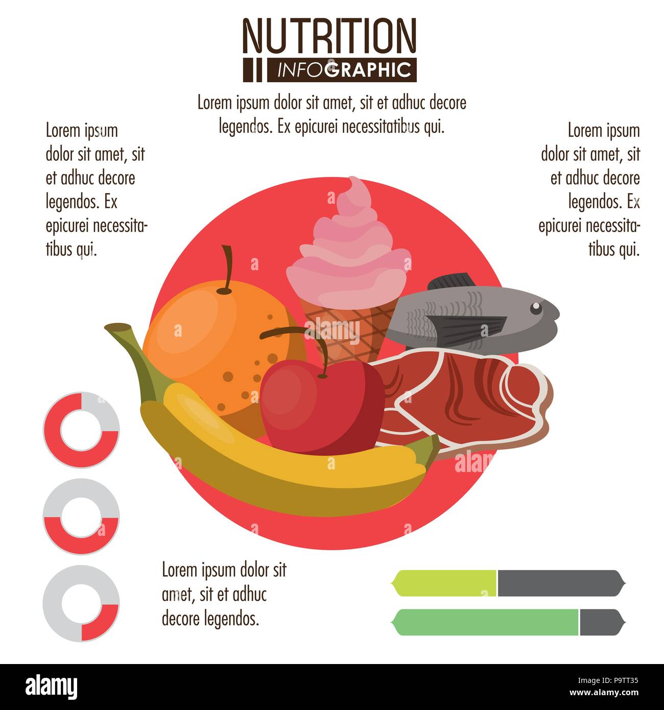 Nutrition and food infographic with statistics and elements vector ...