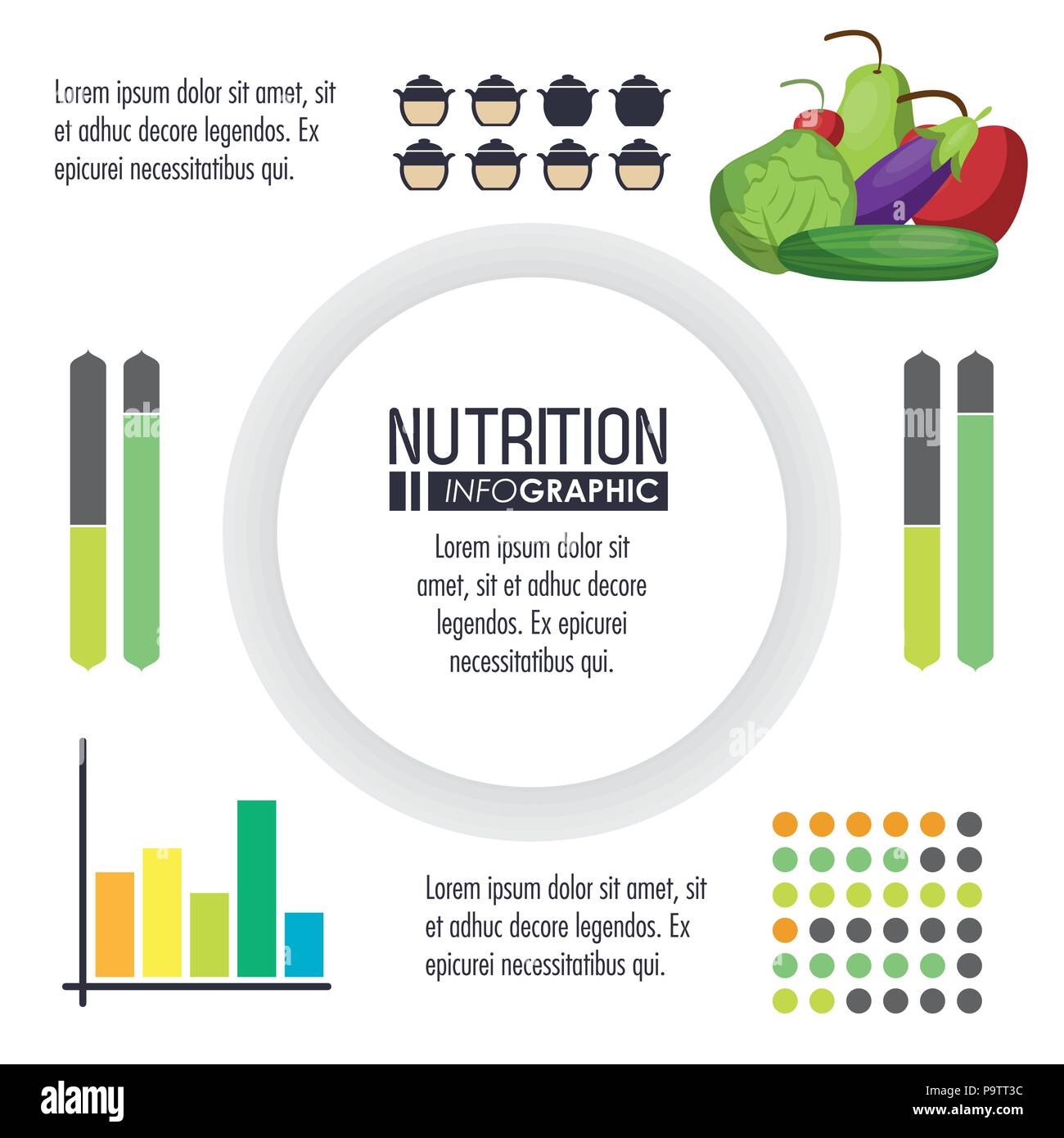 Nutrition and food infographic with statistics and elements vector ...