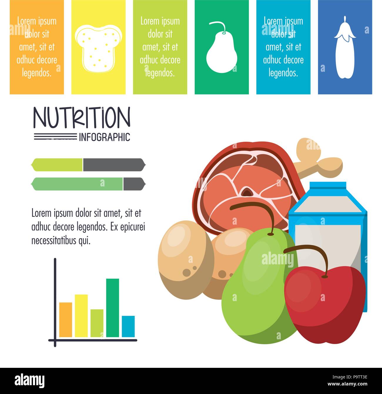 Nutrition and food infographic with statistics and elements vector ...
