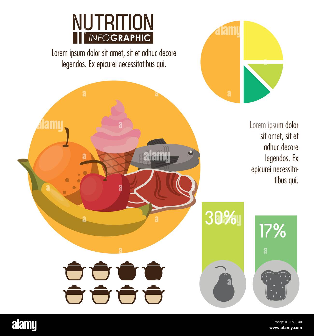 Nutrition and food infographic with statistics and elements vector ...