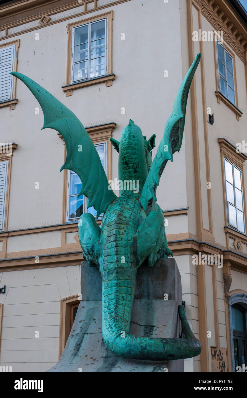 Dragon statue by Jurij Zaninović on the Dragon Bridge (Zmajski most ...