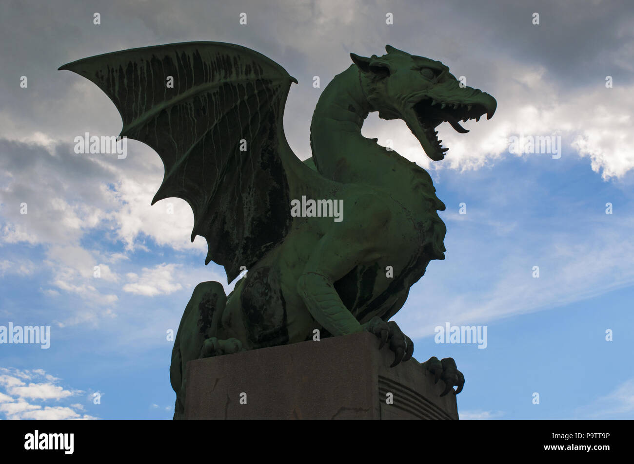 Dragon statue by Jurij Zaninović on the Dragon Bridge (Zmajski most ...