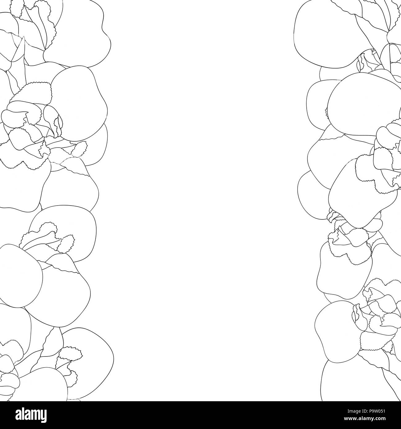 Iris Flower Outline Border on White Background. Vector Illustration ...