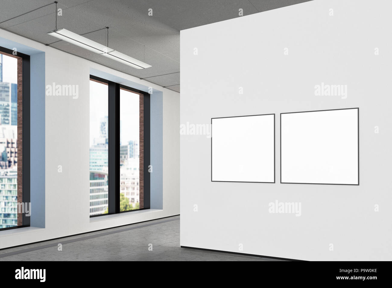Two horizontal blank posters in the gallery with clipping path around ...