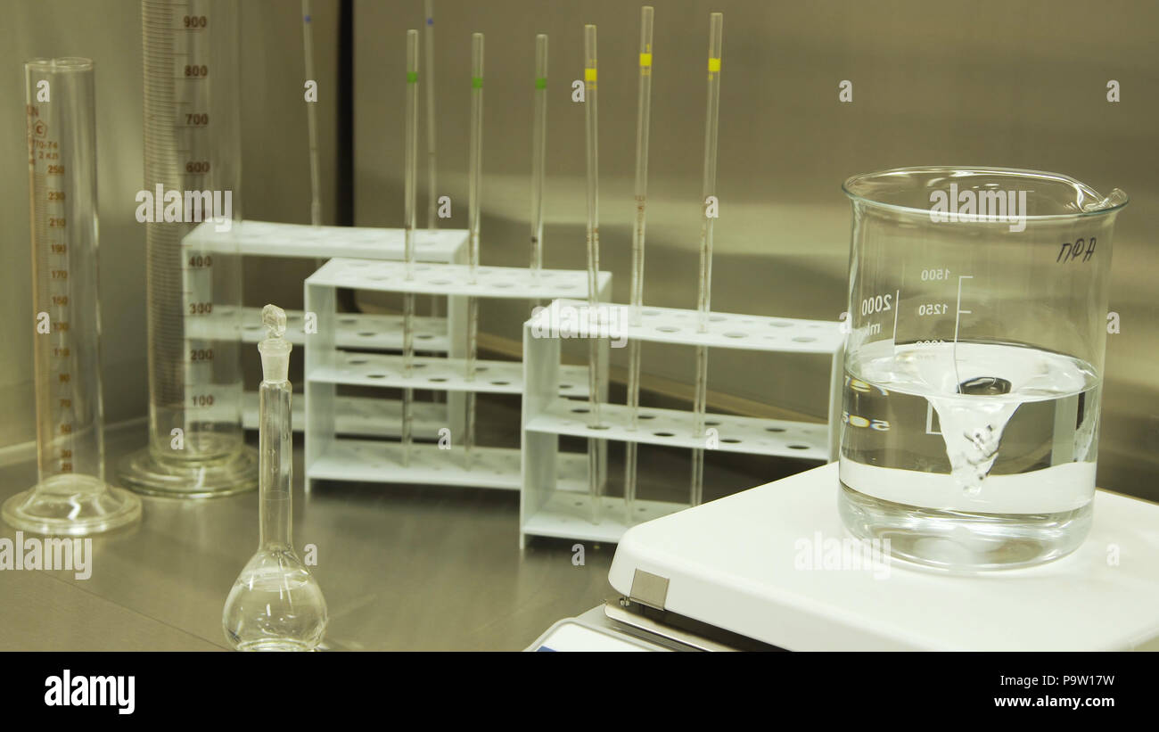 Magnetic stirrer, agitator in the laboratory. Analytical and laboratory ...