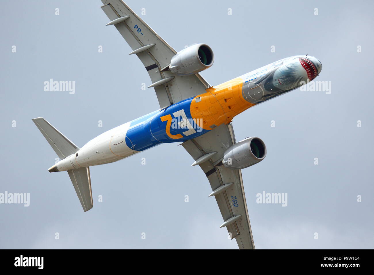 The Embraer E190-E2 as seen at the Farnborough International Airshow ...